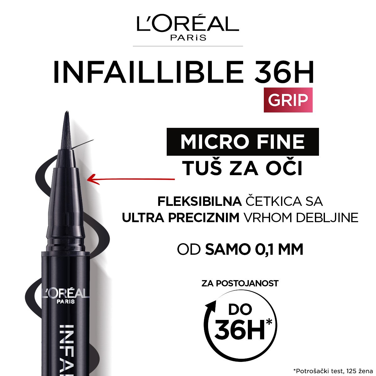 Infaillible 36h Grip Micro Fine tuš za oči 02 Smokey Earth | L'Oréal Paris